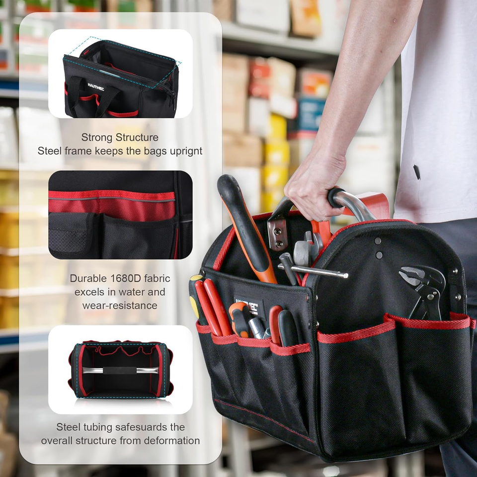 3PCS Tool Organizer Set, 18” Waterproof Tool Bag with Wheels,15 ...