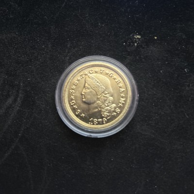 1879 $4 Stella Four Dollar Piece Coiled Hair Restrike Gold Plated Coin ...