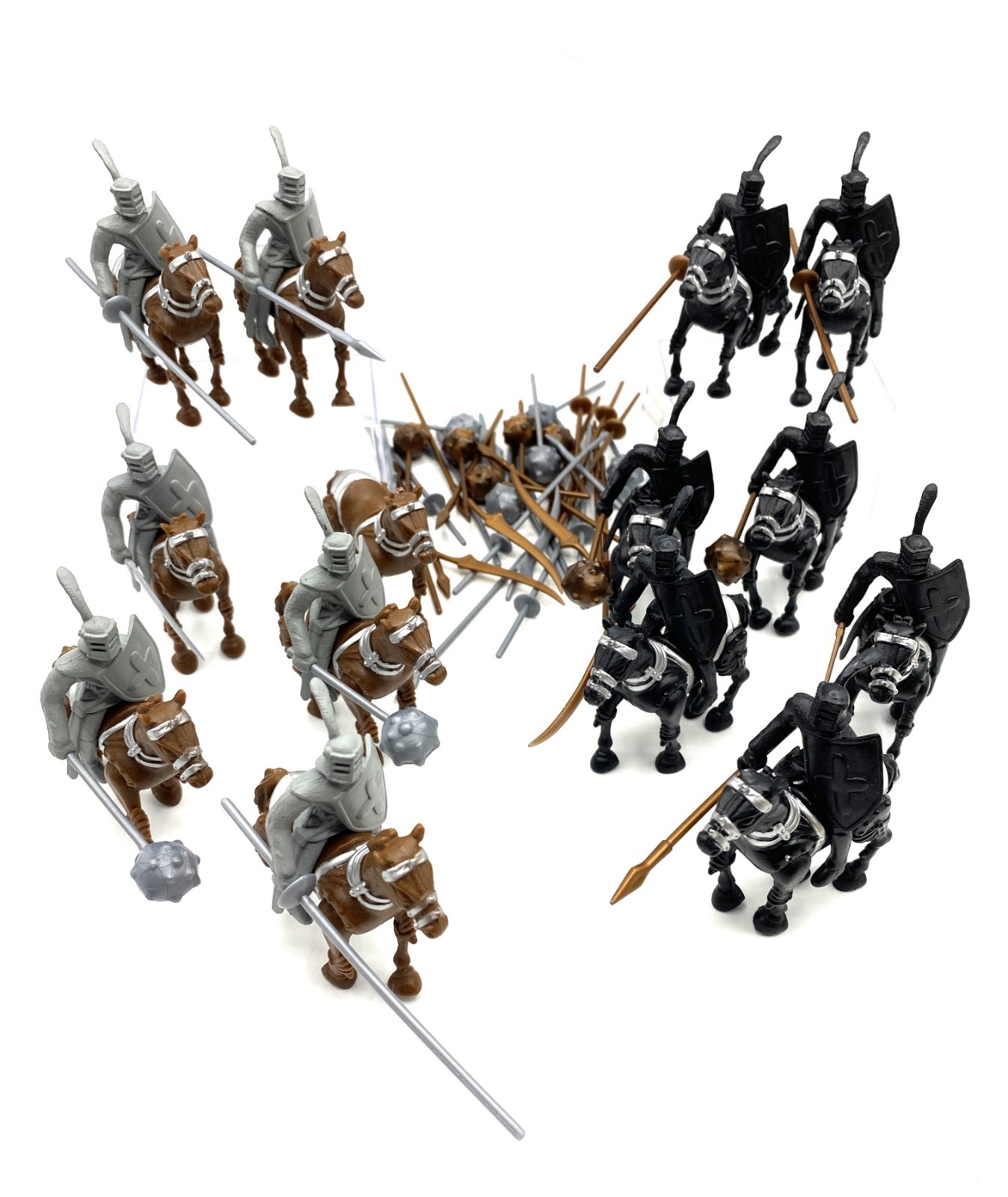 Medieval Toy Knights 2” Plastic Figures Lot of 14 Horses, 13 Knights ...