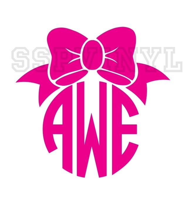 Personalized Monogram Hair Bow Circle Decal Sticker | eBay