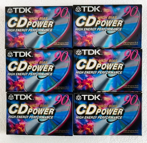 6 pack TDK CD POWER PWR-90 High Precision Sealed Blank Audio Cassette ...