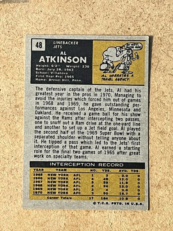 1971 Topps Al Atkinson #48 VG-EX | eBay