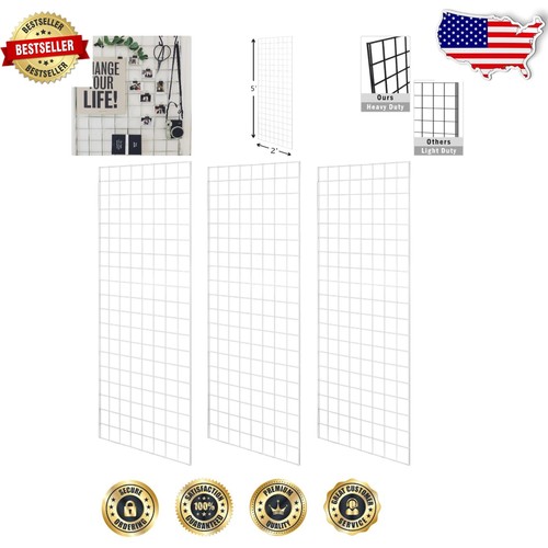 Versatile White Gridwall Panels, Heavy-Duty 2'x5' Set of 3 for Any ...