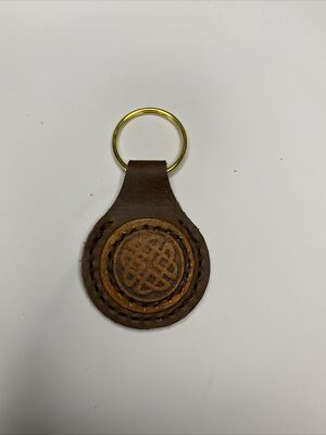Handmade Leather Keychain Fob Celtic Knot Brown Lucky Irish Scottish ...