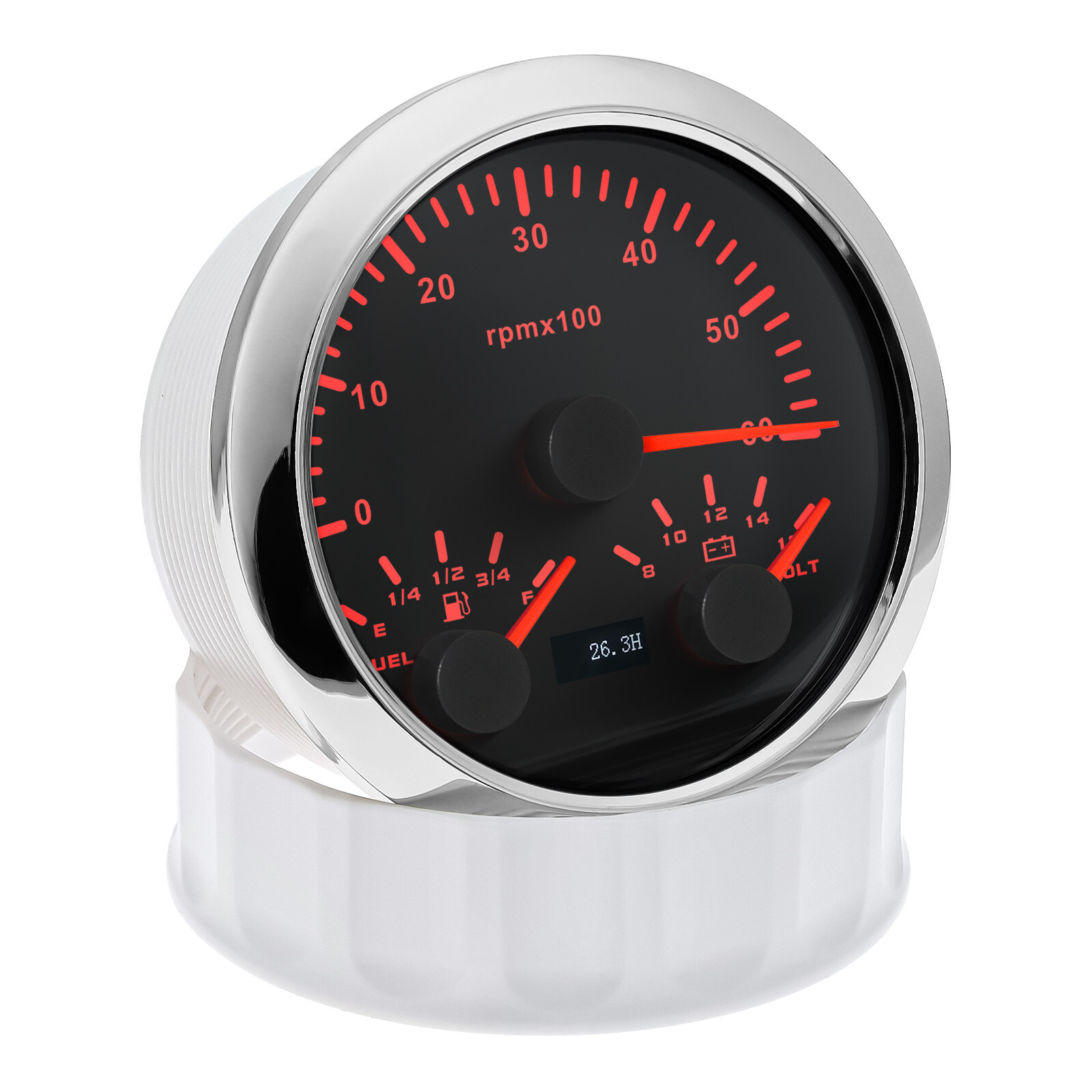 85mm 3 In 1 Multifunction Tachometer 6000RPM With Fuel Level Voltmeter ...