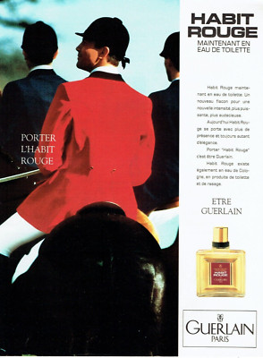 publicité Advertising 1022 1988 eau toilette Habit Rouge cavalier ...