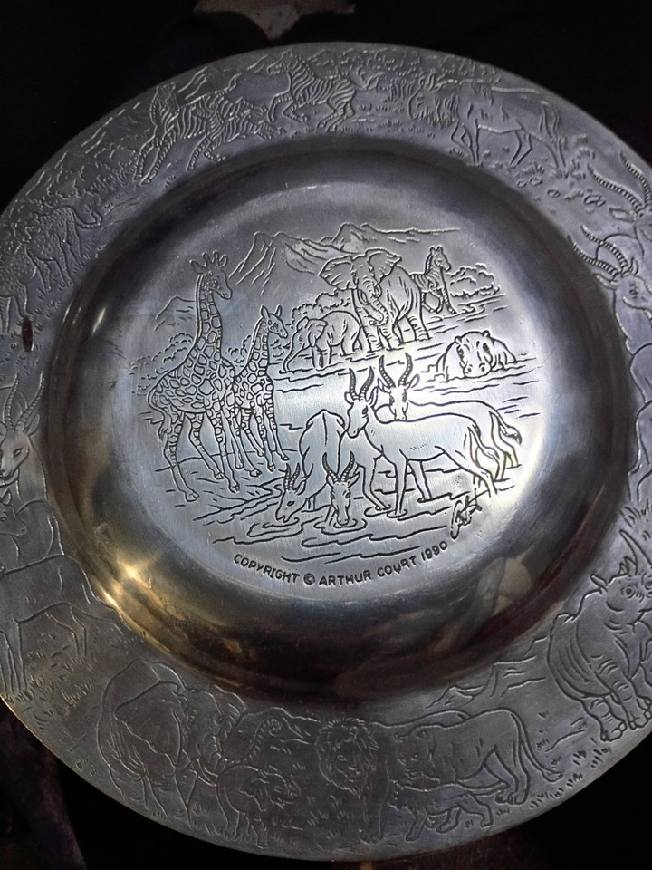 Vintage Arthur Court African Safari Animals Aluminum Platter 1990 Rare ...