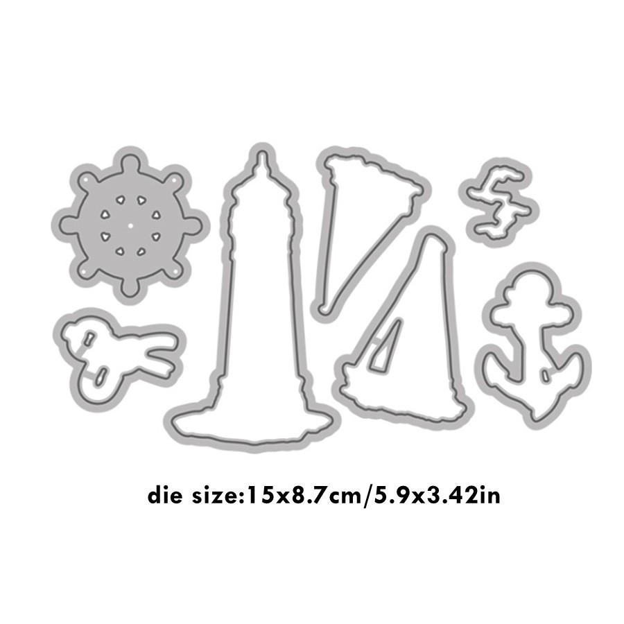 Lighthouse Boat You Light Up My Life Metal Cutting Dies Clear Stamps ...