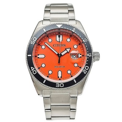 Citizen AW1760-81X Orange Dial Date Window Eco-Drive Men's Watch | eBay