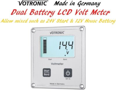 Votronic LCD Dual Battery Volt Meter Monitor Gauge 12V 24V Start ...