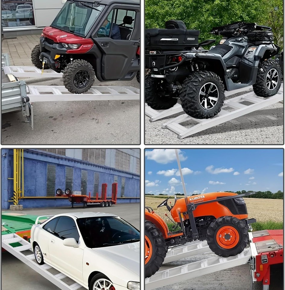 2Pcs 72"x15" Trailer Ramps 8810LB Heavy-Duty Aluminum Loading Top Hook ...