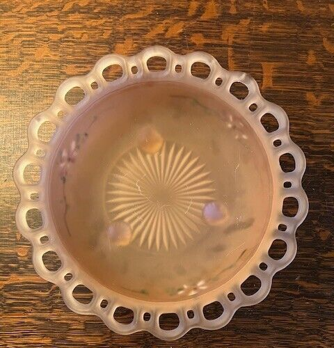 Old Colony / Open Lace PINK FROSTED 3-legged Bowl Depression Glass 10-3 ...
