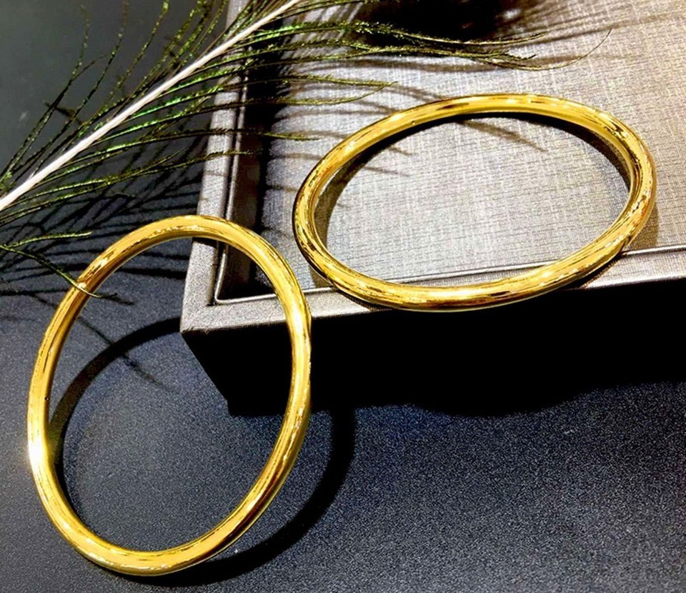 HANDMADE 22 K YELLOW GOLD BANGLE CHUDI BRACELET FOR WOMEN JEWELRY ...
