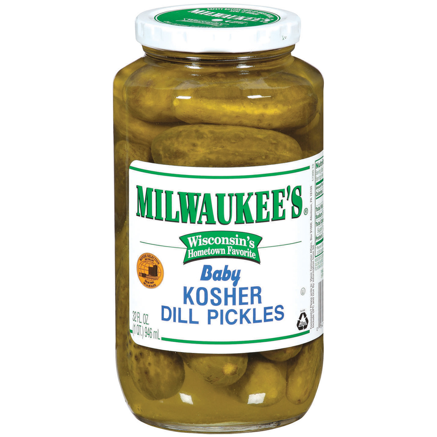 Pinnacle Foods Milwaukee Kosher Baby Dill Pickle, 32 Ounce - 12 per ...