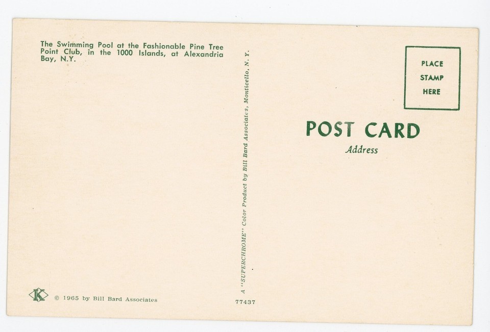 Pine Tree Point Club Alexandria Bay Swimming Pool New York NY Postcard ...