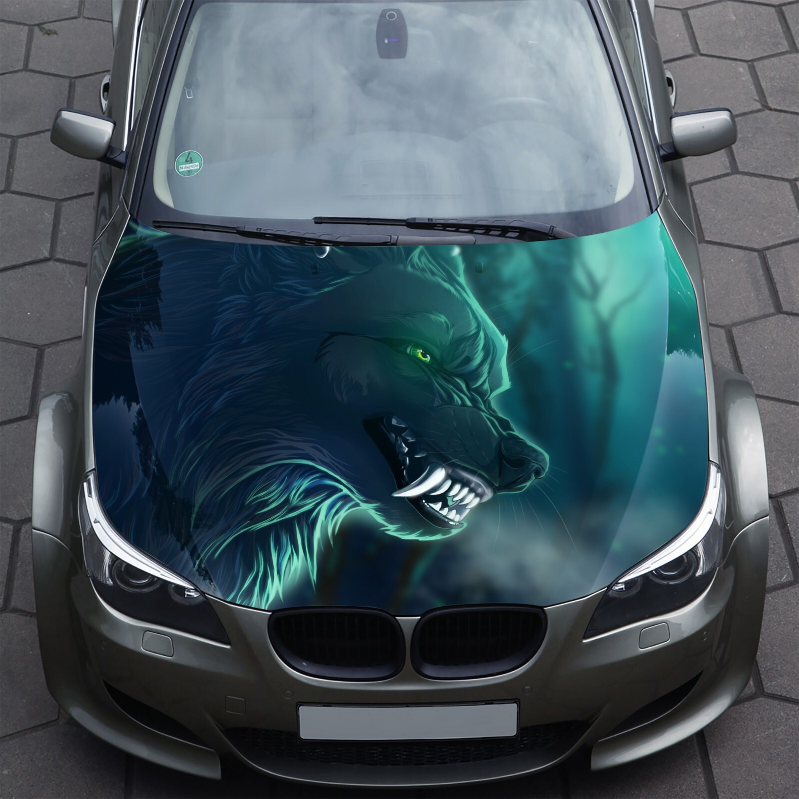 Angry Wolf Car Hood Wrap Decal Vinyl Sticker Full Color Graphic Fit Any ...