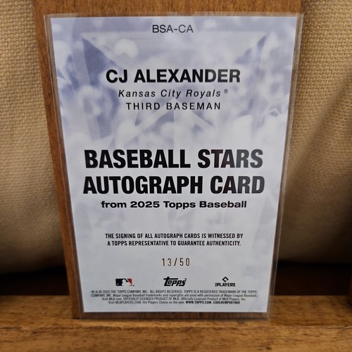 2025 TOPPS SERIES 1 CJ ALEXANDER BASEBALL STARS Gold AUTO RC Numbered ...