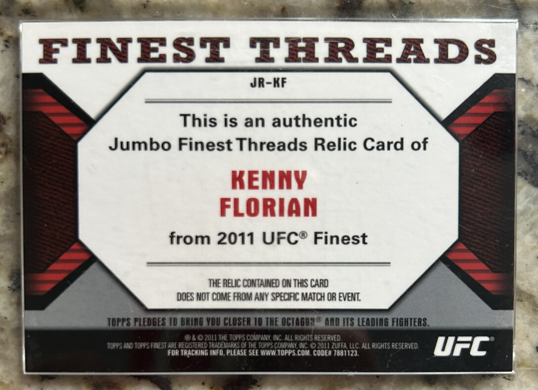 Kenny Florian 2011 Topps Finest UFC Finest Threads Jumbo Fighter Relic ...