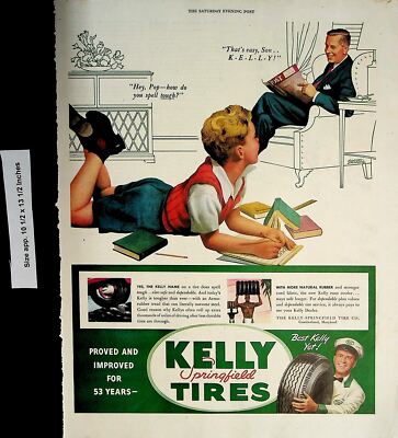 1947 Kelly Springfield Tries Reading Books Vintage Print Ad 5496 | eBay