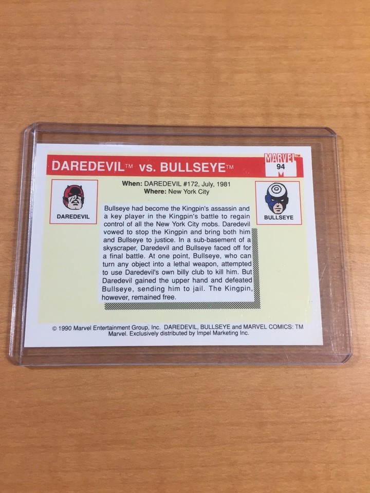 1990 marvel universe Bullseye Famous Battles Card | eBay