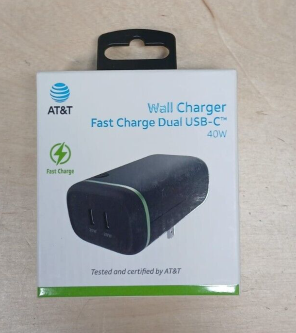 AT&T Dual Port 40W Power Delivery Wall Charger (USB-C) Black for sale ...