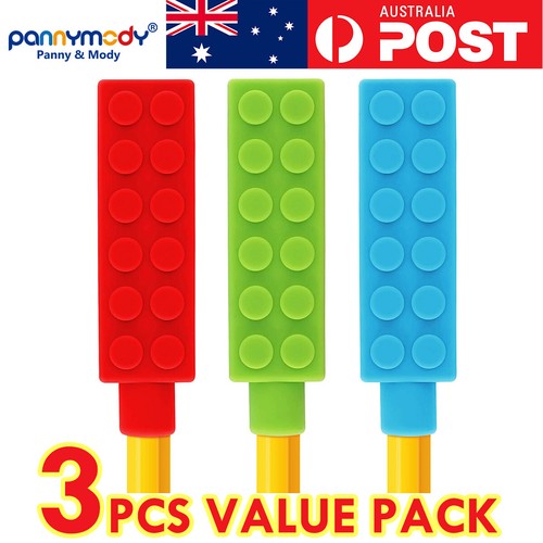 3PCS Sensory Chew Pencil Erasers Toppers Chewable Autism ADHD ...