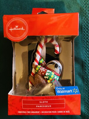 Hallmark Sloth Candy Cane Christmas Sweater Ornament NIB | eBay