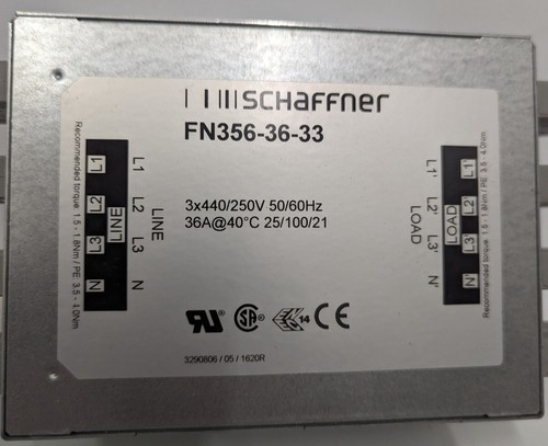 NEW SCHAFFNER FN356-36-33 POWER LINE FILTER 36A 440VAC 440/250V | eBay