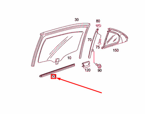 MB S W221 REAR RIGHT DOOR WINDOW INSIDE SEALING RAIL A2217300624 NO ...
