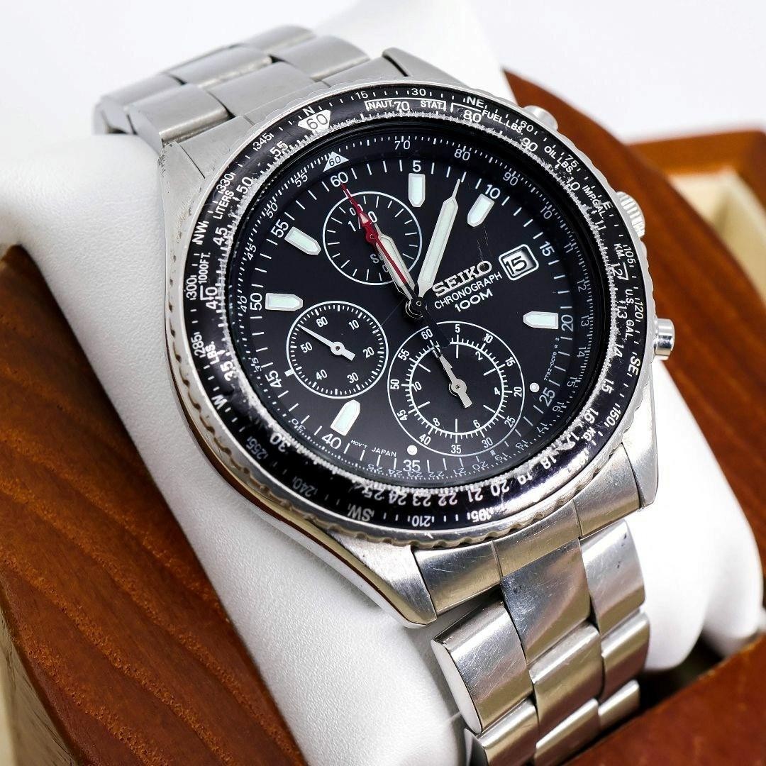 Operating Seiko Watch Pilot Chronograph Smoseko Rotat… - Gem