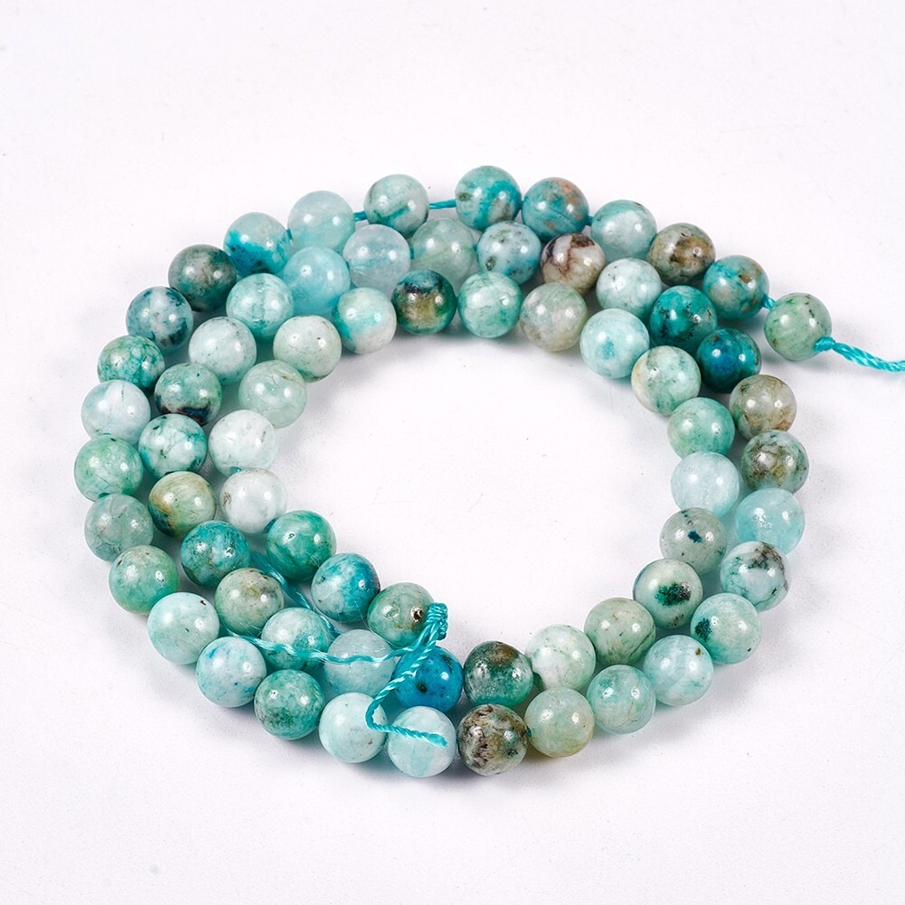 1 Strand Natural Gemstone Dyed Cyan Hemimorphite Round Beads Strands ...
