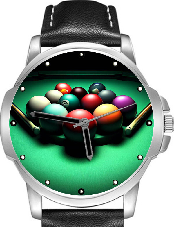 Snooker Pool Table With Balls Art Stylish Rare Quality Wrist Watch ...