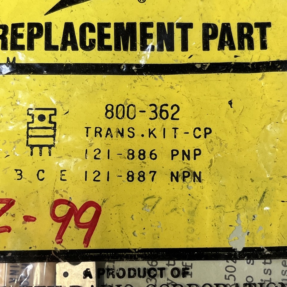 1 Ea ~ Zenith ~ 800-362 ~ SI Transistor Kit ~ NPN 121-887 / PNP 121-886 ~ NOS | eBay