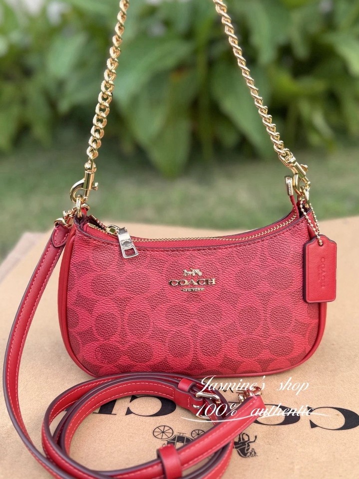 NWT coach Teri Mini Crossbody Bag In Signature Canvas cw323 | eBay