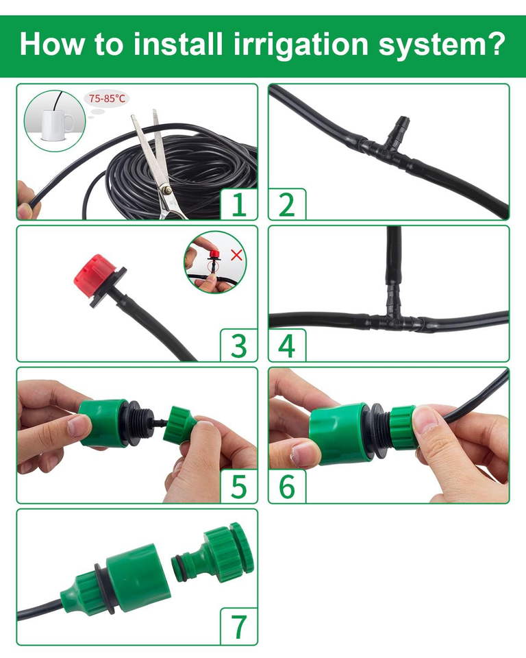 82FT Drip Irrigation System Kit - Garden Watering System with 1/4" Drip ...
