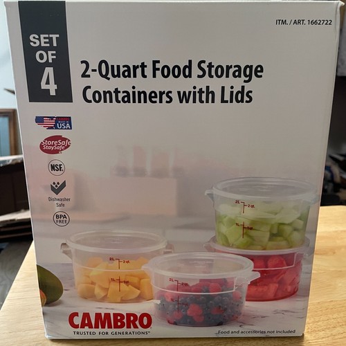 Cambro 2 Quart Translucent Round Clear Storage Containers With Lids ...
