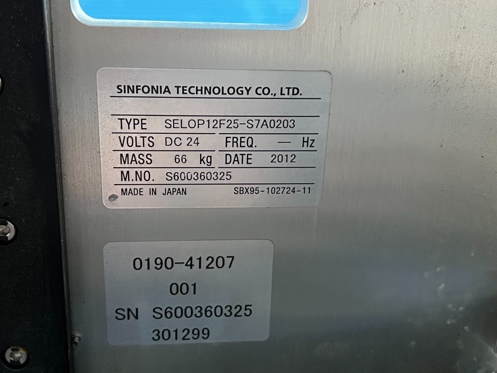 2 PC SINFONIA LOAD PORT SELOP12F25-S7A0203/AMAT Applied Materials 0190 ...