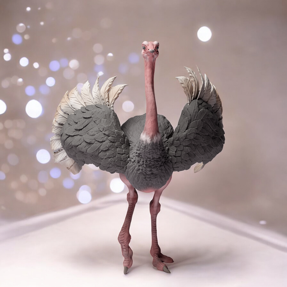 Ostrich scale model 3D Printed in Resin UNPAINTED Wild Animal Miniature ...