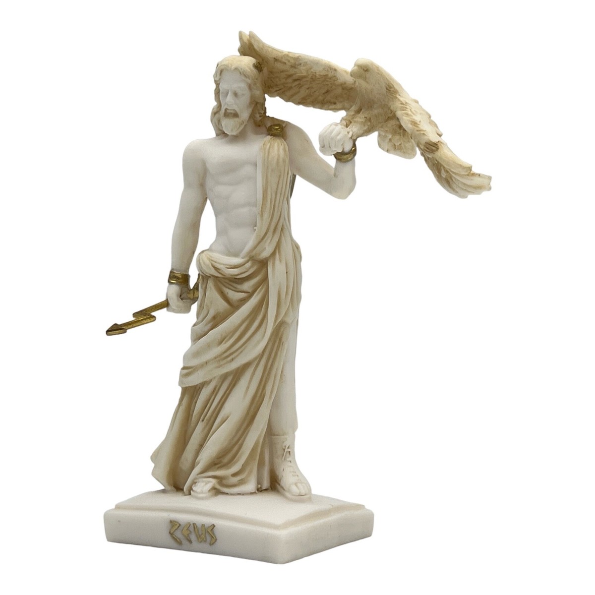 Zeus Greek God Holding Thunderbolt Statue With Eagle Zeus On Throne