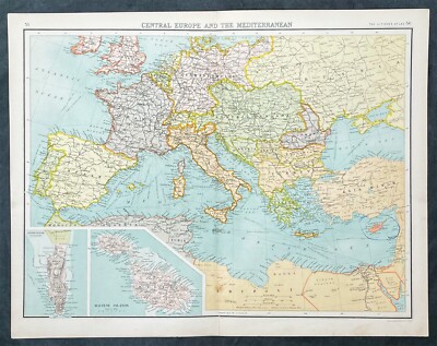 1890 John Bartholomew Large Antique Map of Central Europe and the ...