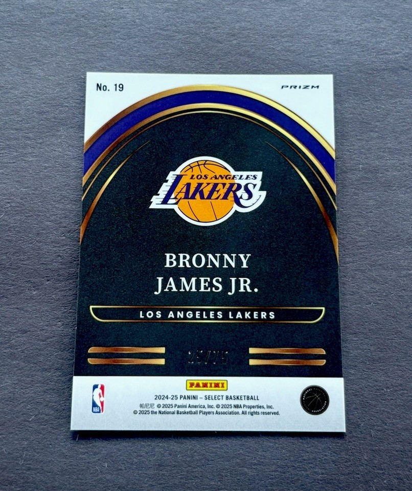 BRONNY JAMES JR. 2024-25 SELECT ROOKIE FUTURE BLUE PRIZM LAKERS RC /75 ...
