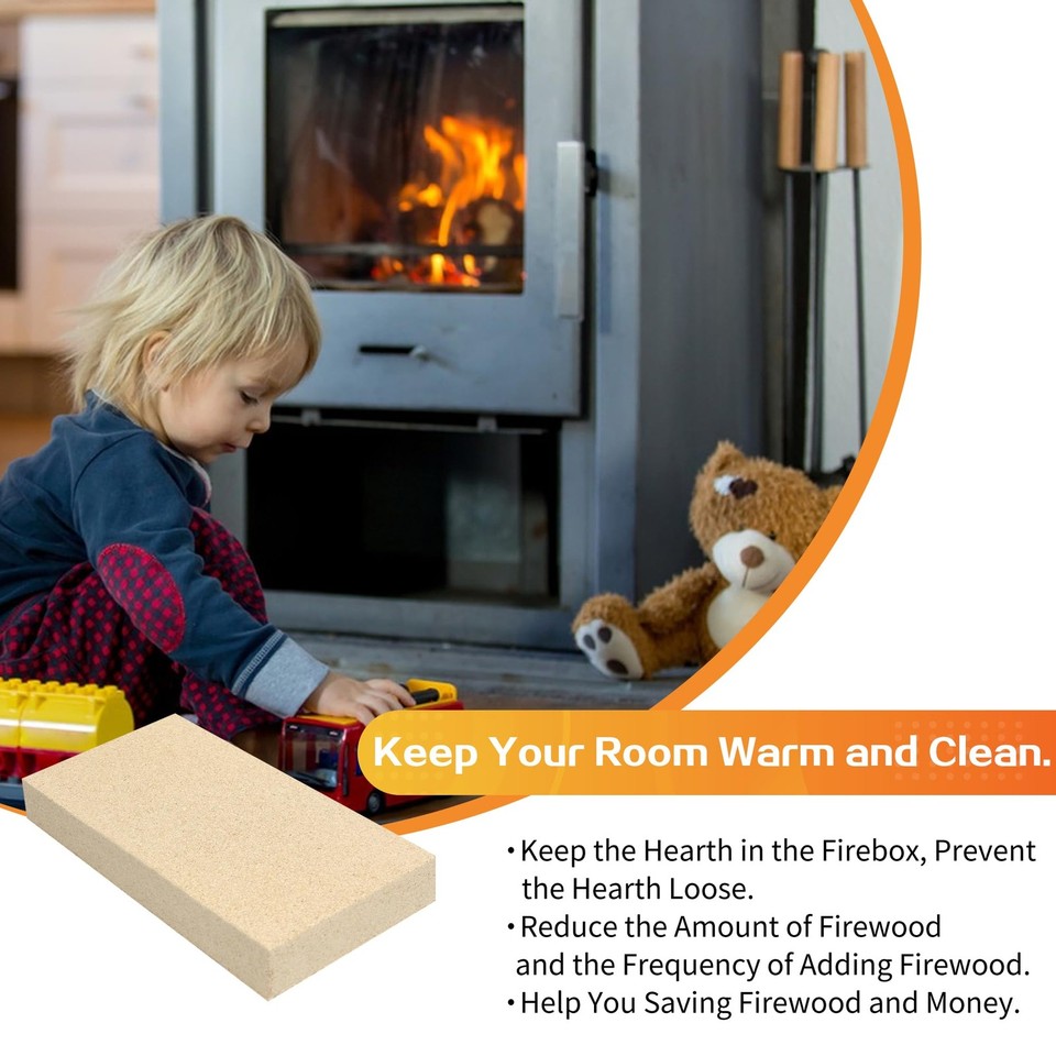12PCS Woodstove Firebricks, Fire Bricks, Size 9" X 4-1/2" X 1-1/4 ...