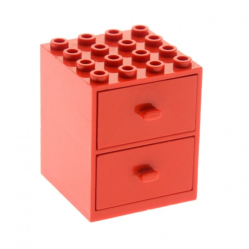 1X Lego Homemaker Cabinet 4X4X4 Red Drawer Dish Furniture Dollhouse No ...