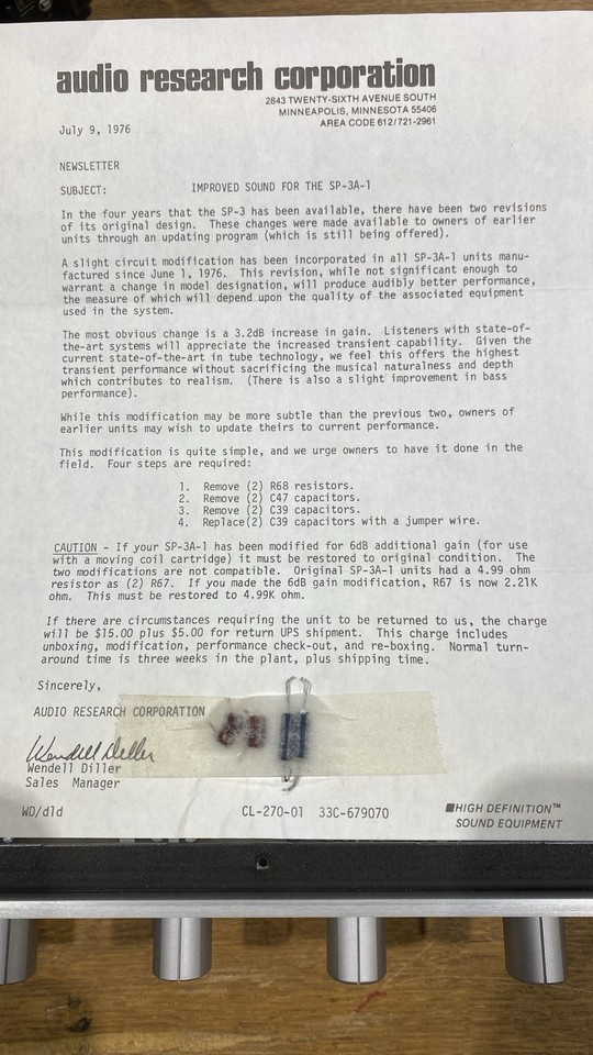 Audio Research Reference Hybrid Tube Preamp SP-11 w/ Phono Stage ...