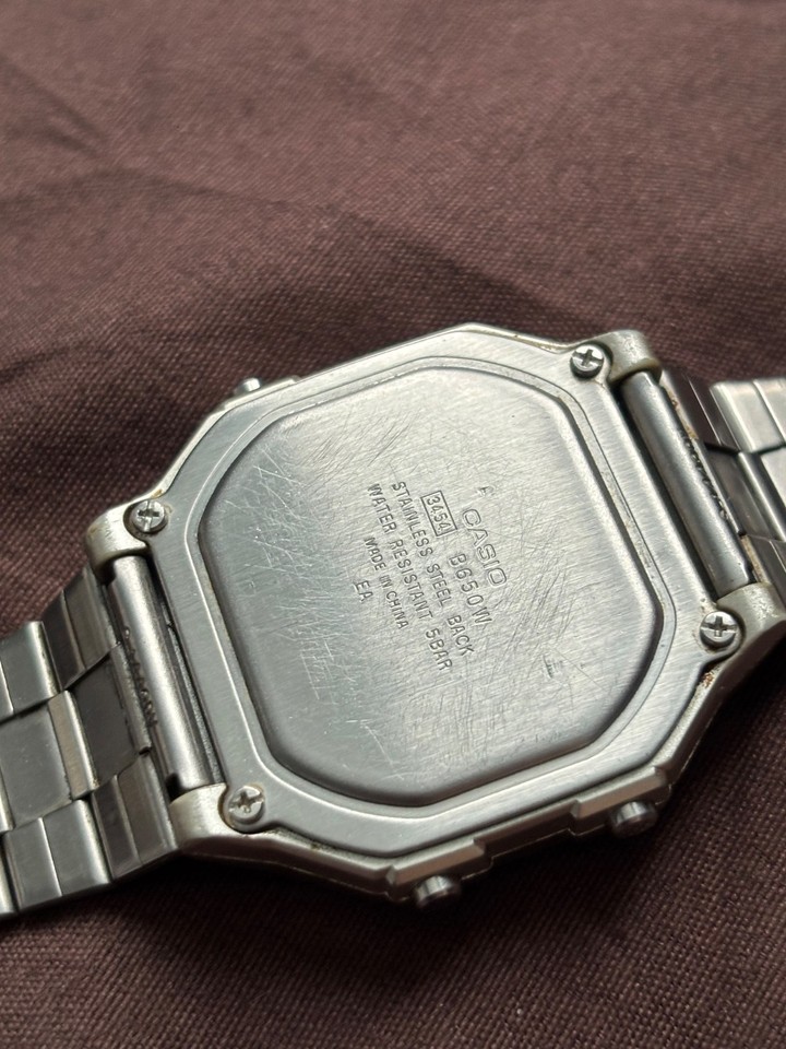 Casio Illuminator Digital Watch Stainless Steel Back 3454 B650W Water ...