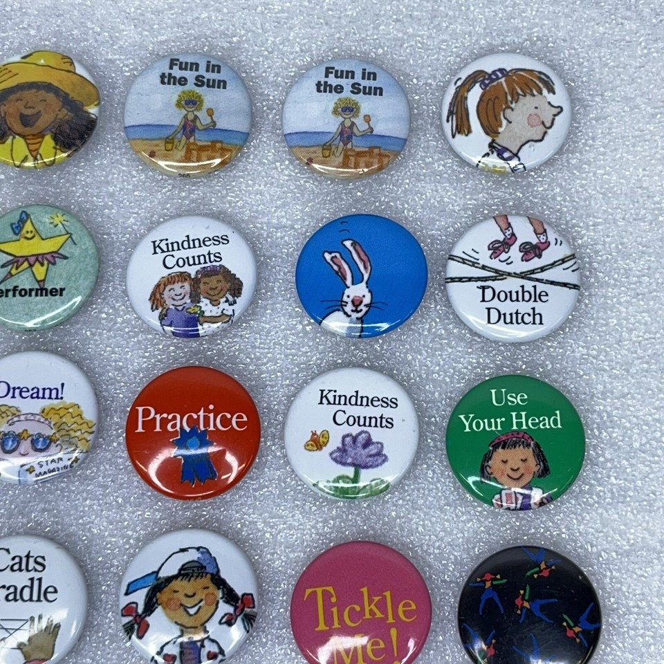 Vintage American Girl Grin Pins, Lot of 25, Faces Sports 1994 Buttons ...