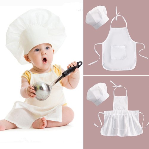 Photo Baby Photography Prop Kids Costumes Baby Chef Apron Hat Cook ...