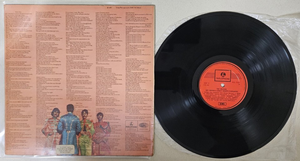 THE BEATLES SGT. PEPPER'S RARE ISRAELI PRESS RED LP PARLOPHONE LABELS ...