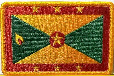 GRENADA Flag Embroidered Iron-On Patch Military Emblem Gold Border | eBay