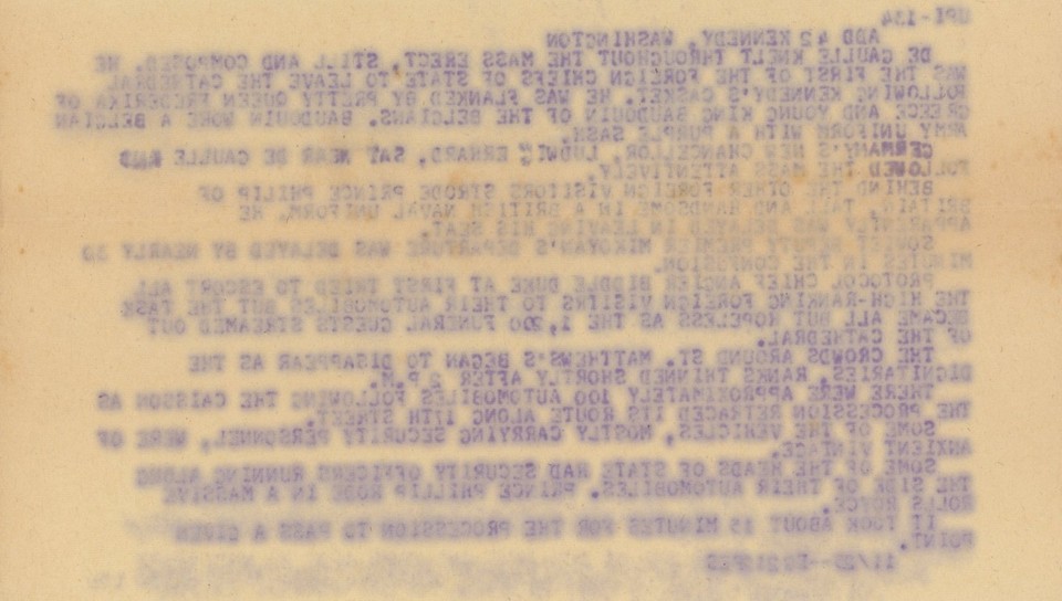 John F. Kennedy – Foreign Dignitary Observations – UPI Funeral Teletype 11/25/63 | eBay